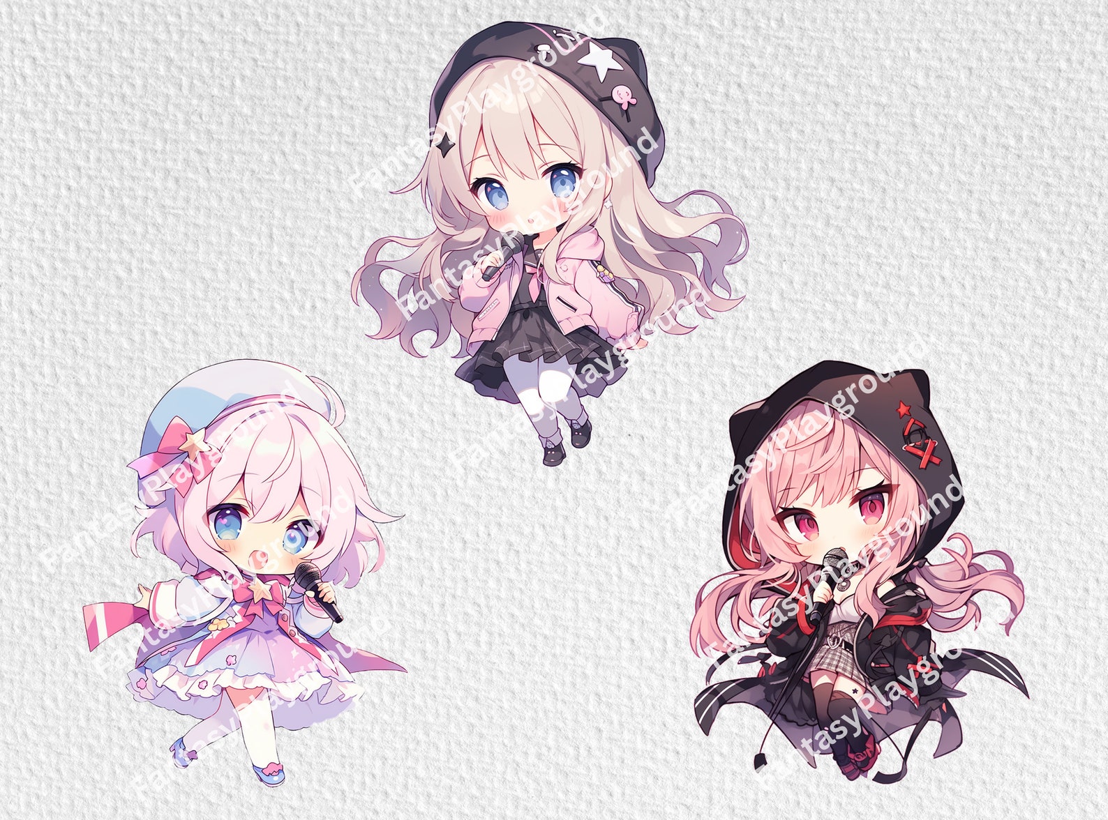 Chibi Stars Clipart Bundle - Kawaii Popstars, Idols - 15 Transparent ...