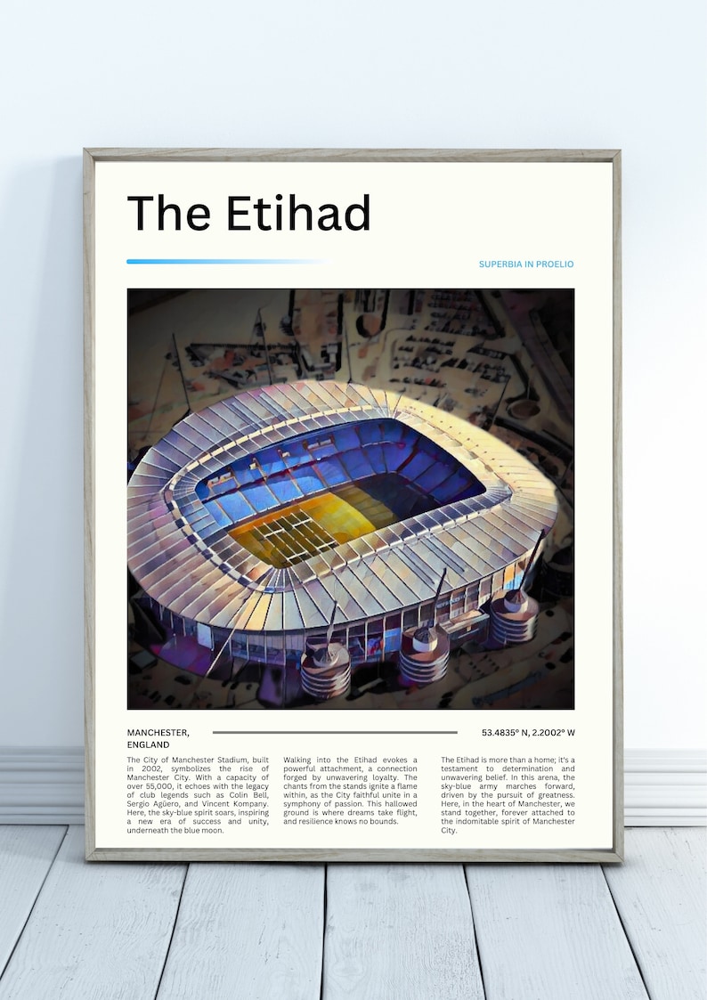 Manchester City Etihad Stadium Print | Football Art | Digital Oil ...