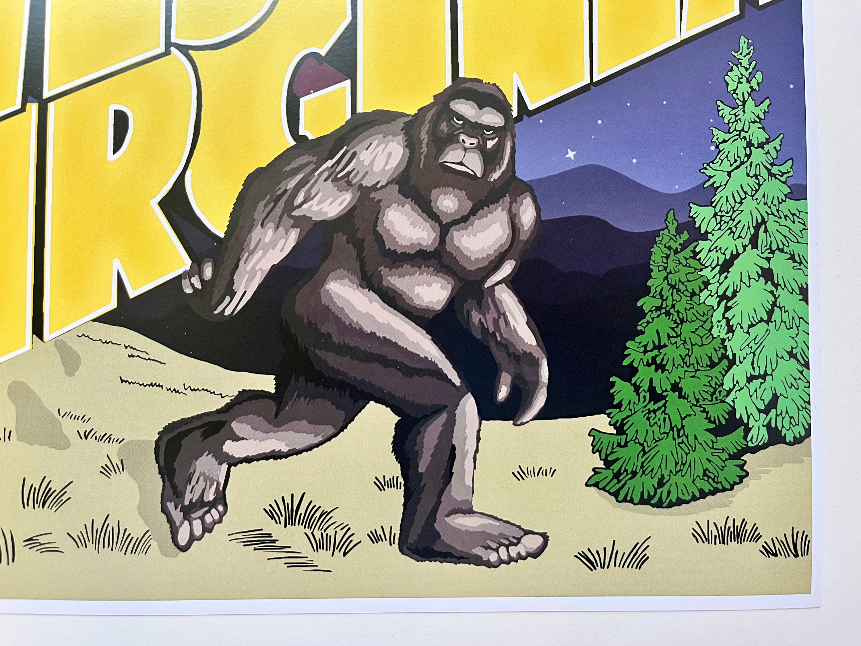 West Virginia Bigfoot Postcard Art Print - Etsy