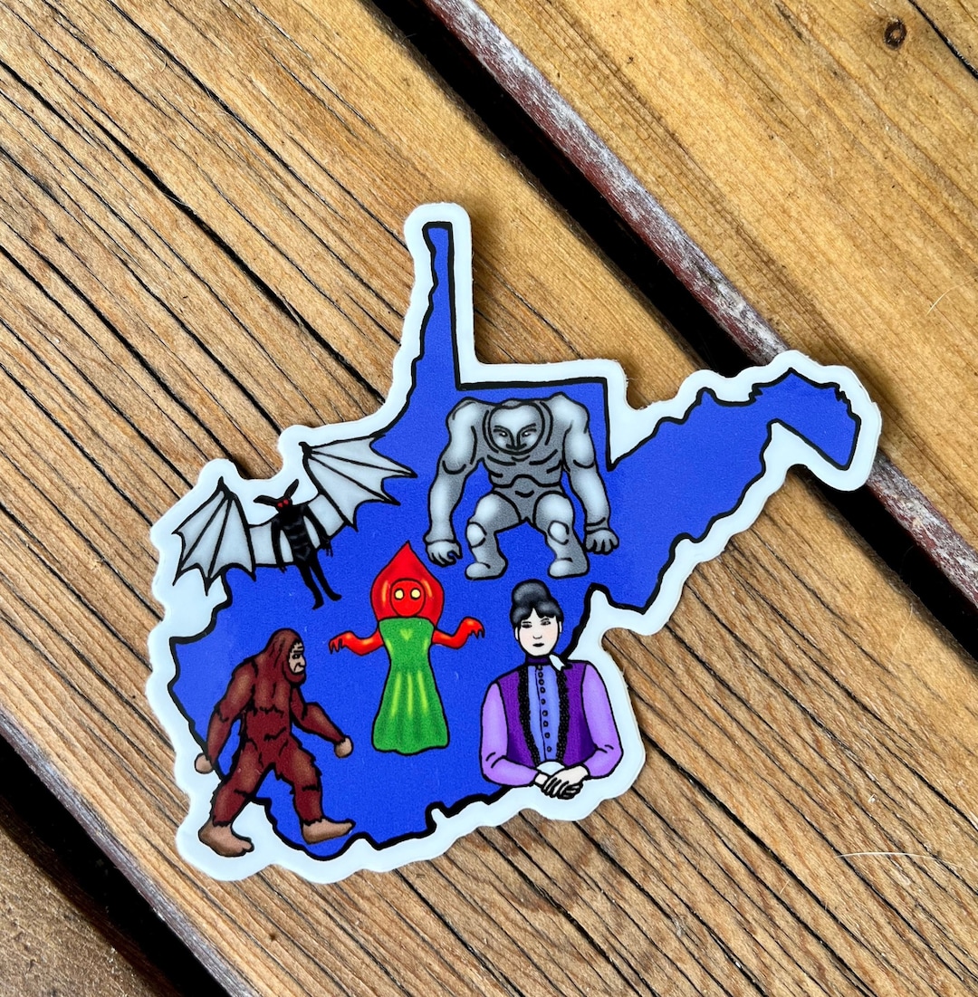 STICKER: West Virginia Cryptids Showcasing Mothman, Bigfoot, Flatwoods Monster, Grafton Monster ...