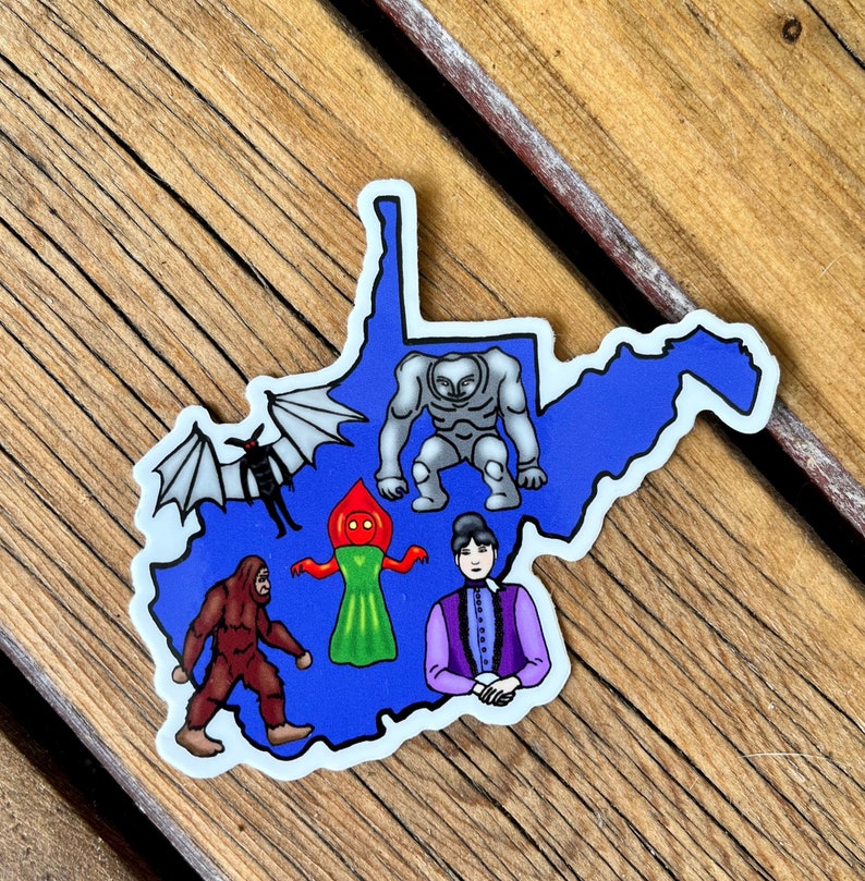 STICKER: West Virginia Cryptids Showcasing Mothman, Bigfoot, Flatwoods ...