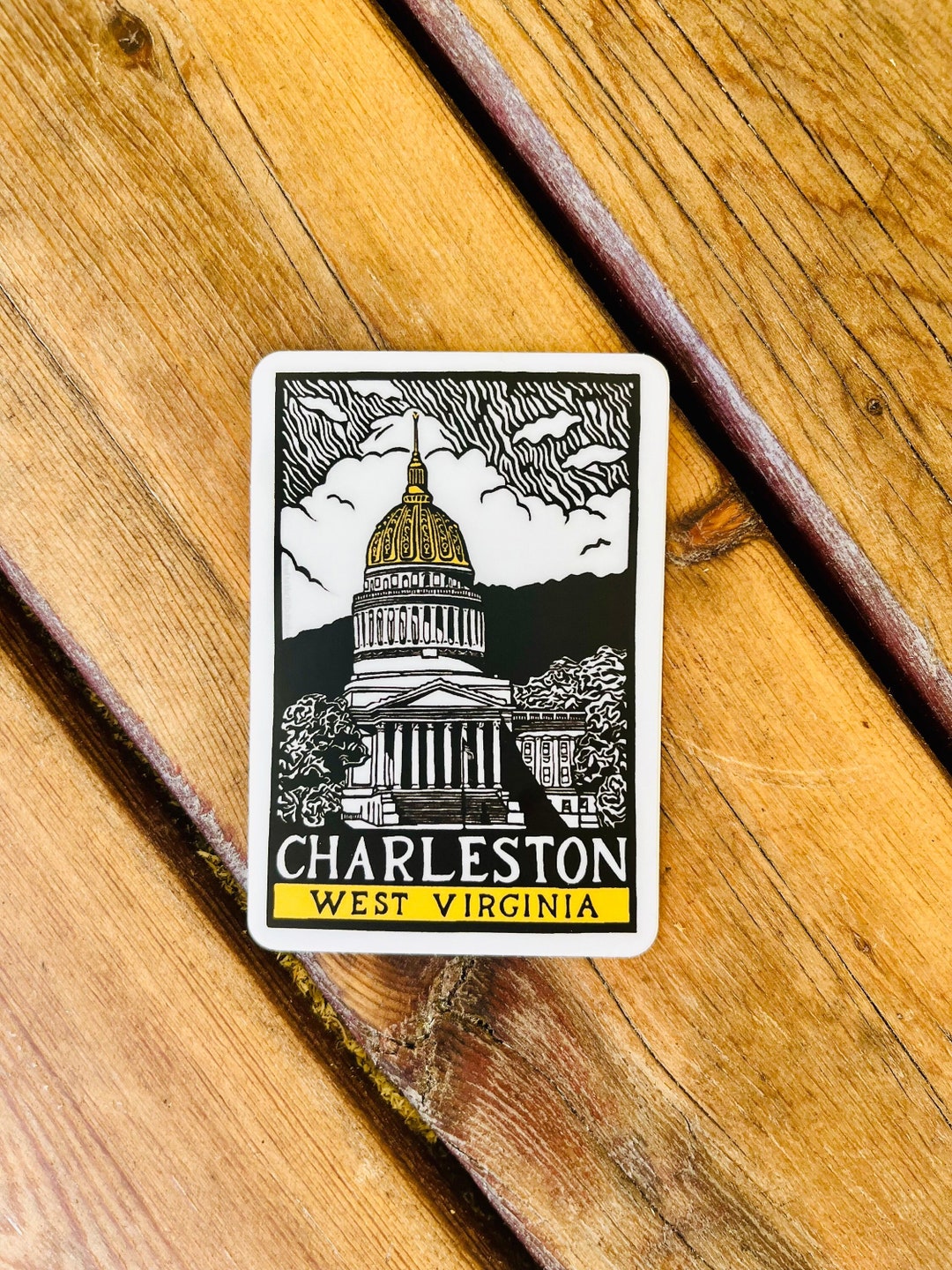 West Virginia Vinyl Sticker, Charleston Capitol Building, Durable ...