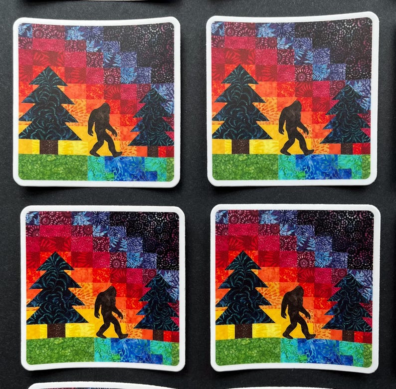 Bigfoot Quilt Block Vinyl Sticker Durable, Weatherproof, Waterproof - Etsy