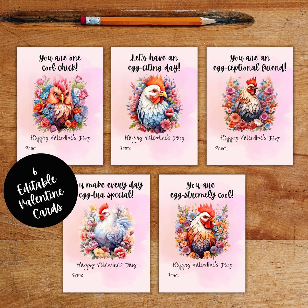 Custom Chicken Valentine Cards for School, Chick Valentine Card ...