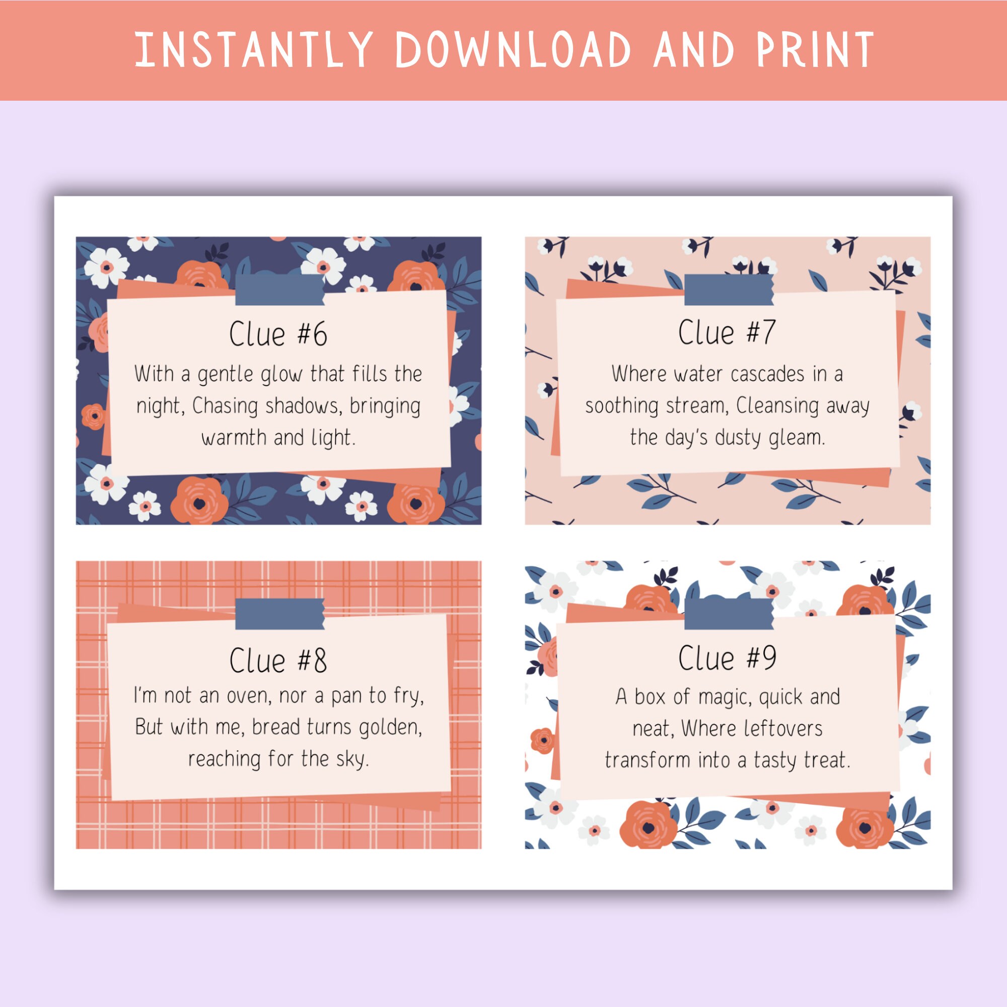 Mother's Day Treasure Hunt Clue Cards, Mother's Day Scavenger Hunt ...