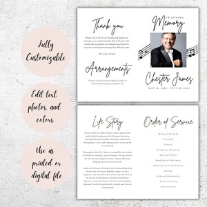 Music Note Funeral Program Template, Printable Musical Memorial Service ...