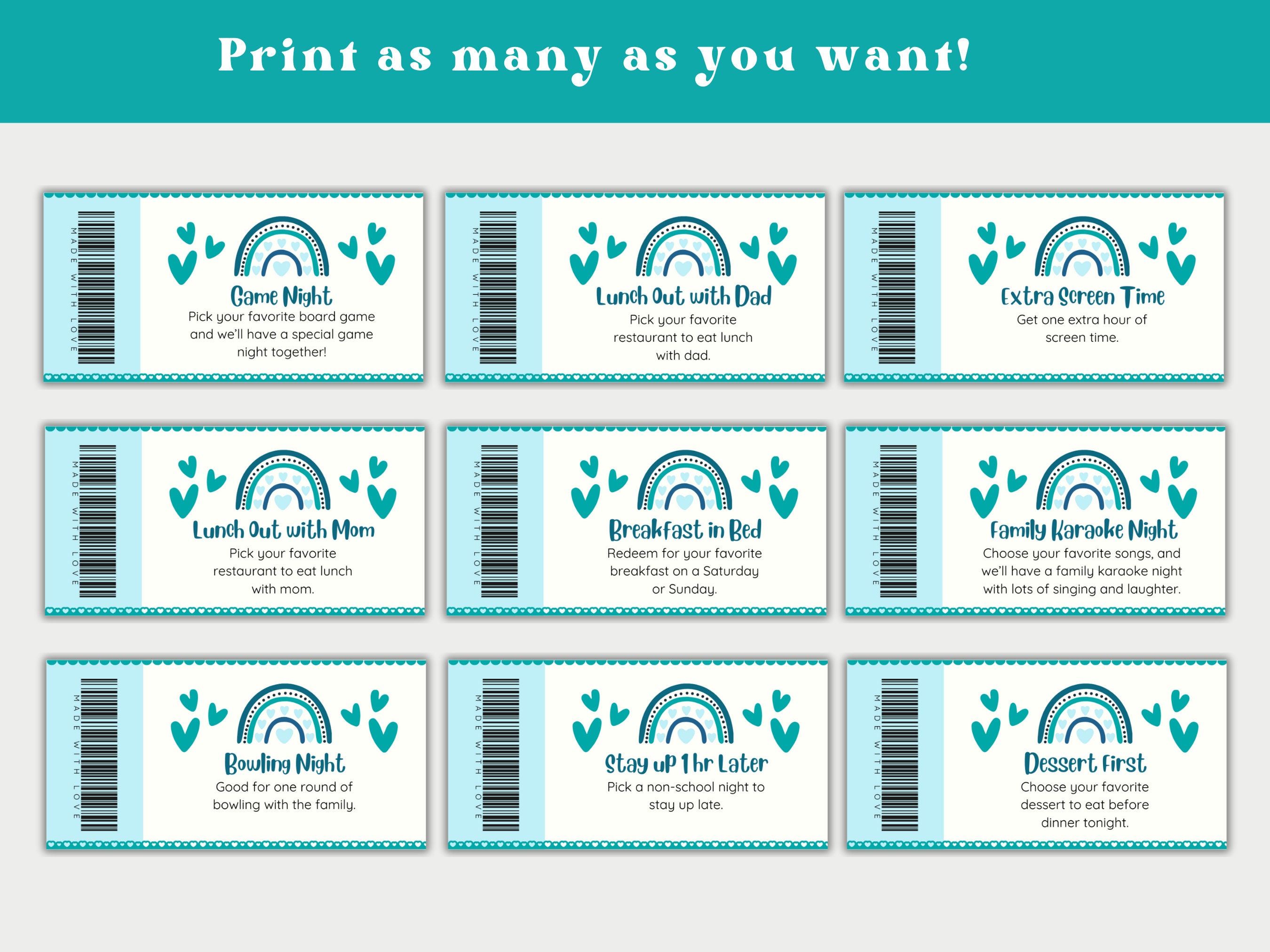 Coupon Book for Kids, Printable Reward Coupons for Kids, Birthday ...