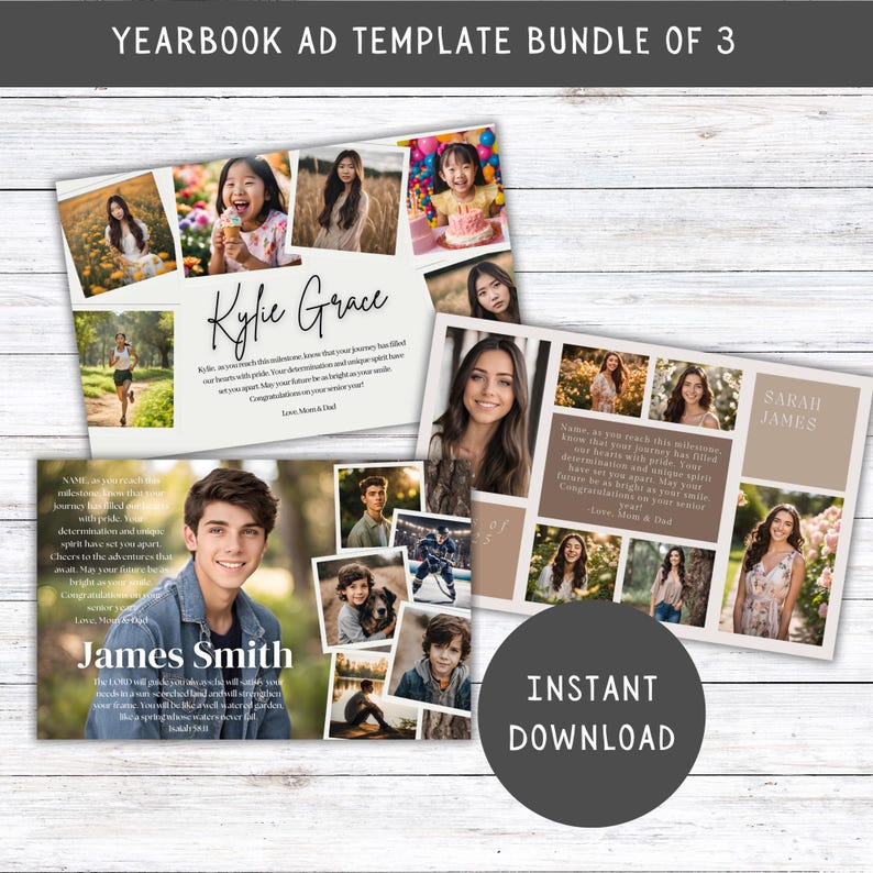 Editable Half Page Yearbook Ad Layout, High School Senior Yearbook Ad ...