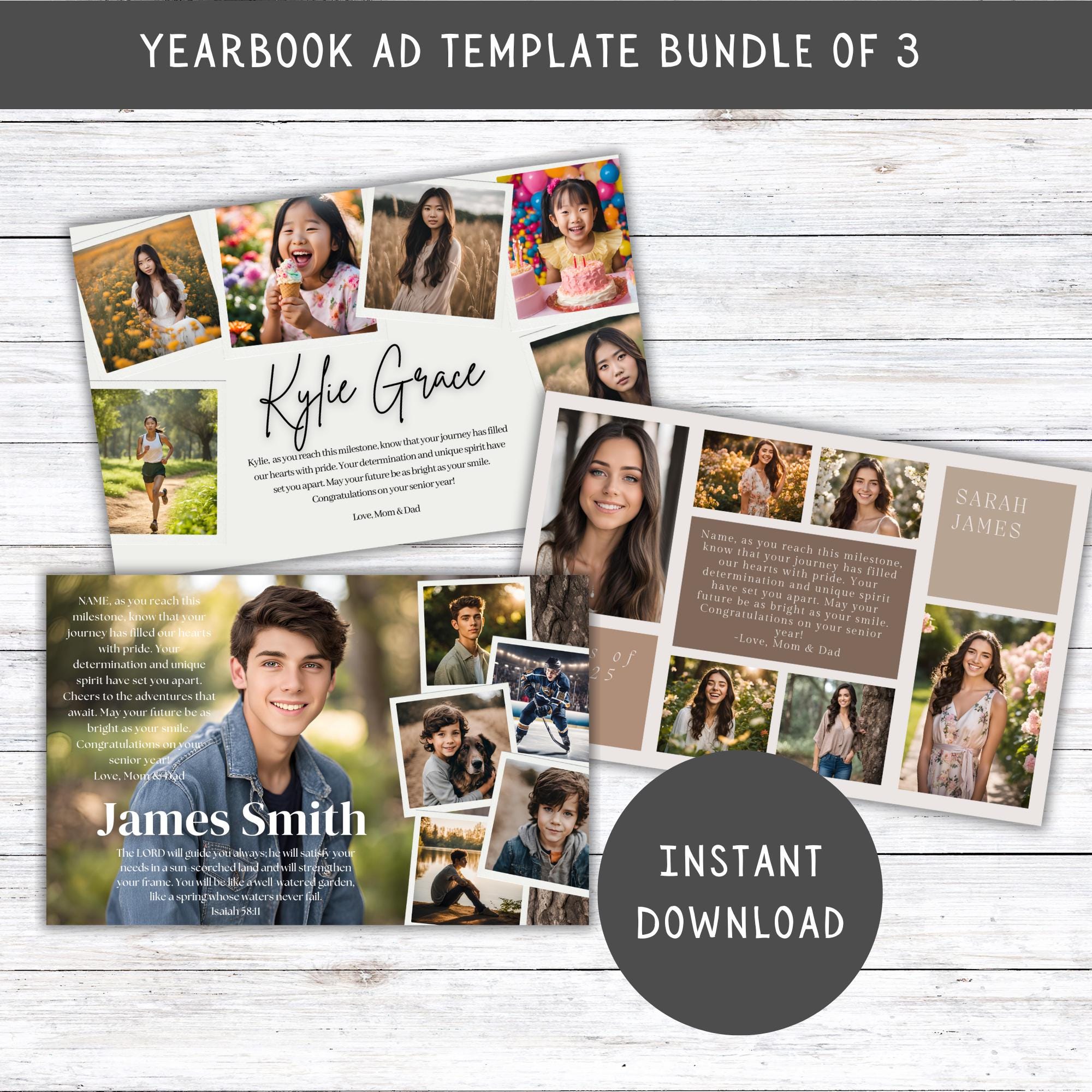 Editable Half Page Yearbook Ad Layout, High School Senior Yearbook Ad ...