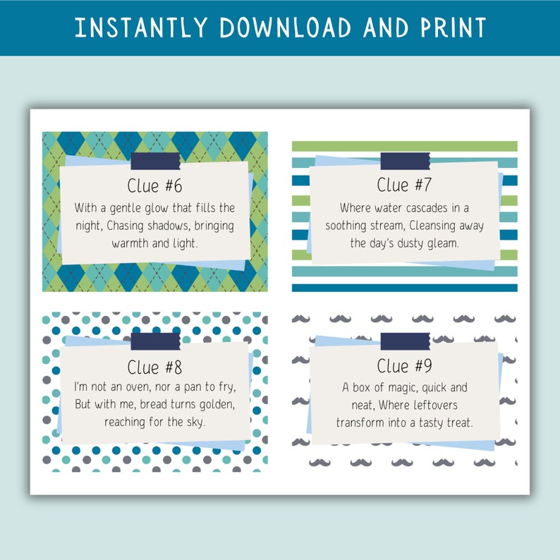 Father's Day Treasure Hunt Clue Cards, Father's Day Scavenger Hunt ...