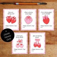 Printable Strawberry Valentines - DIY Berry Valentine's Day Cards for ...