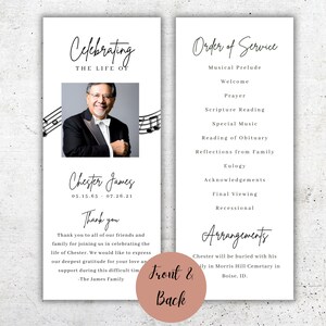 Music Note Funeral Program Template: Celebration of Life (digital ...