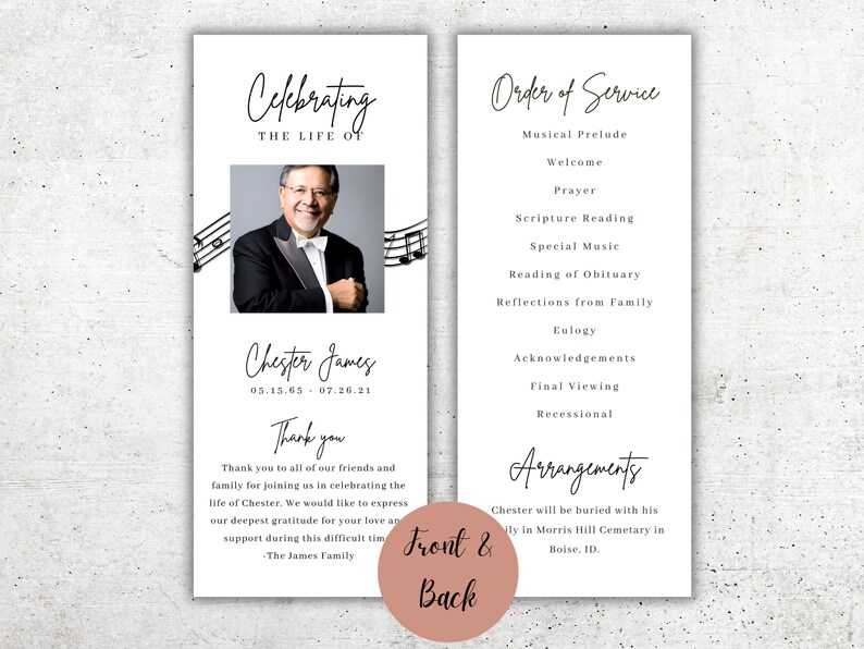 Music Note Funeral Program Template: Celebration of Life (digital ...