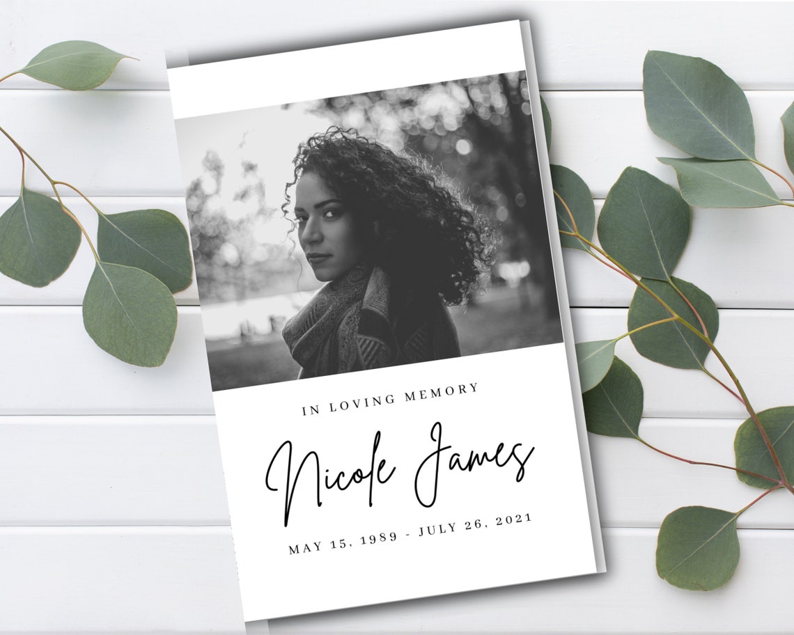 Canva Funeral Program Template Minimalist, Printable Funeral Program ...