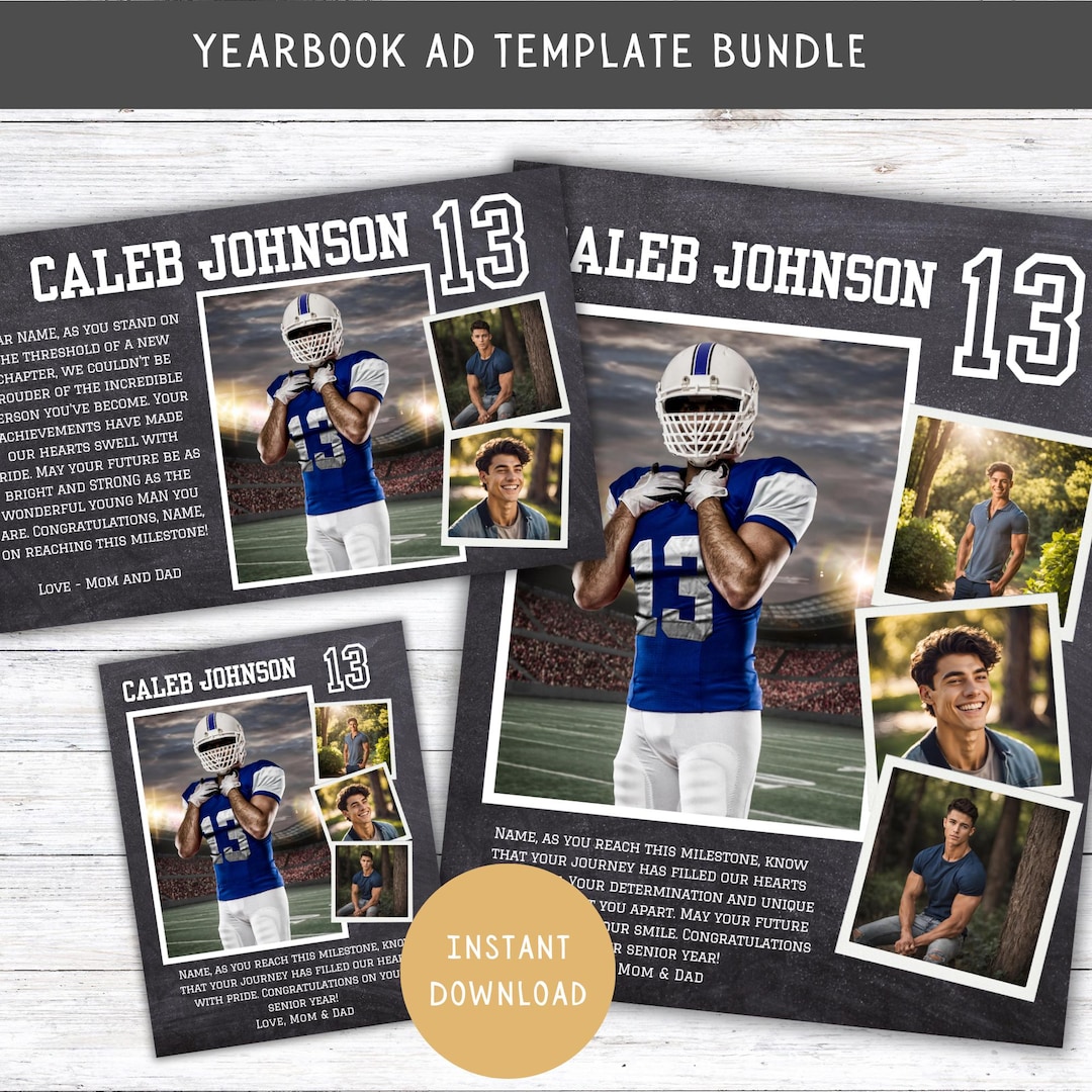High School Senior Yearbook Ad Football Template, Full Page Yearbook Ad ...