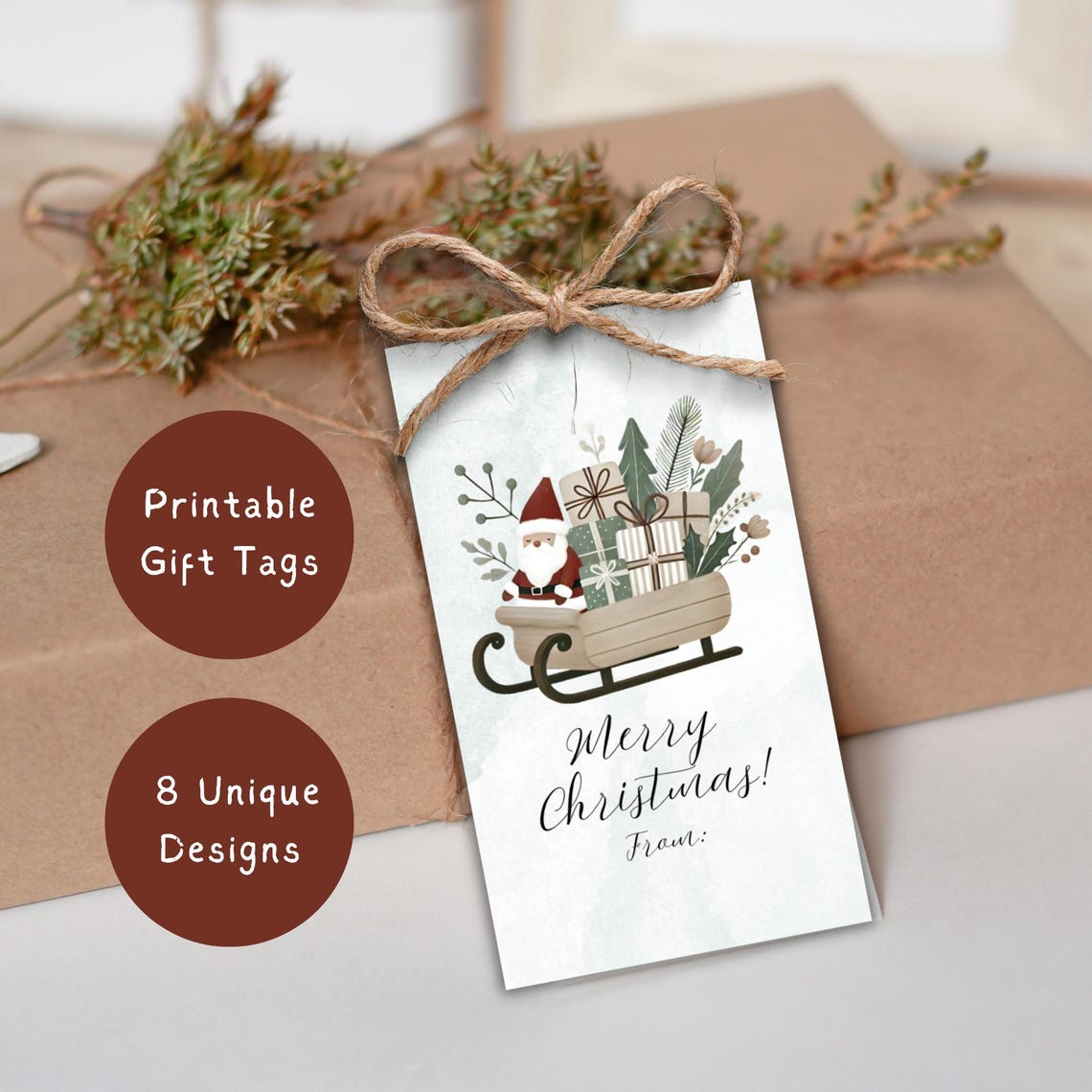 Printable Boho Christmas Tags, Boho Holiday Wine Tags, Neutral ...