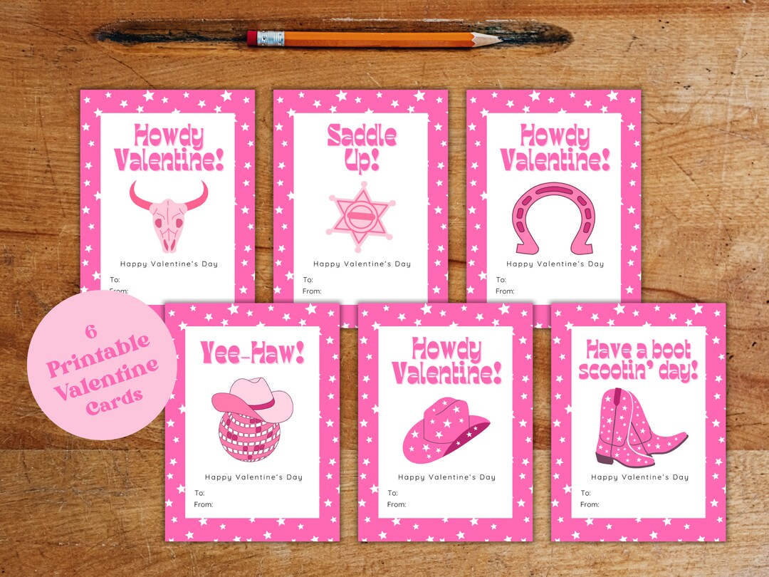 Printable Cowgirl Valentine's Day Cards, Cowgirl Valentine Cards for ...