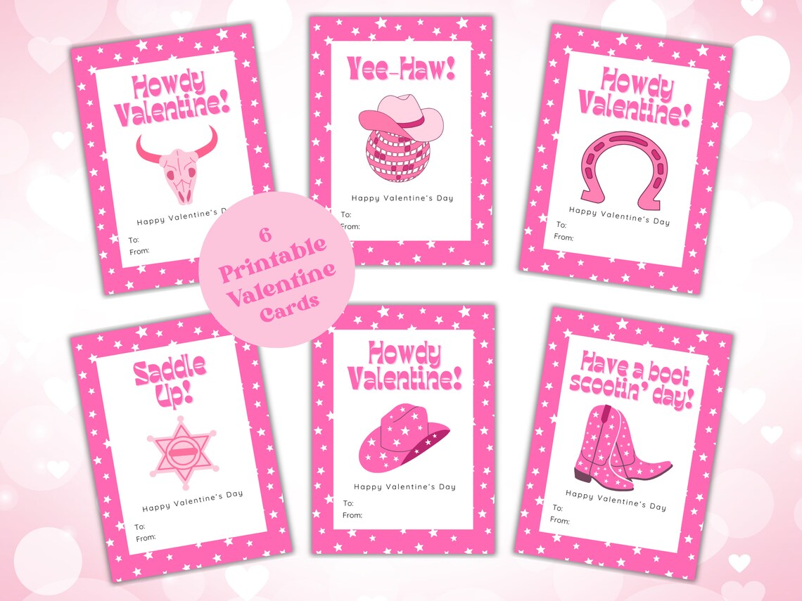 Printable Cowgirl Valentine's Day Cards, Cowgirl Valentine Cards for ...
