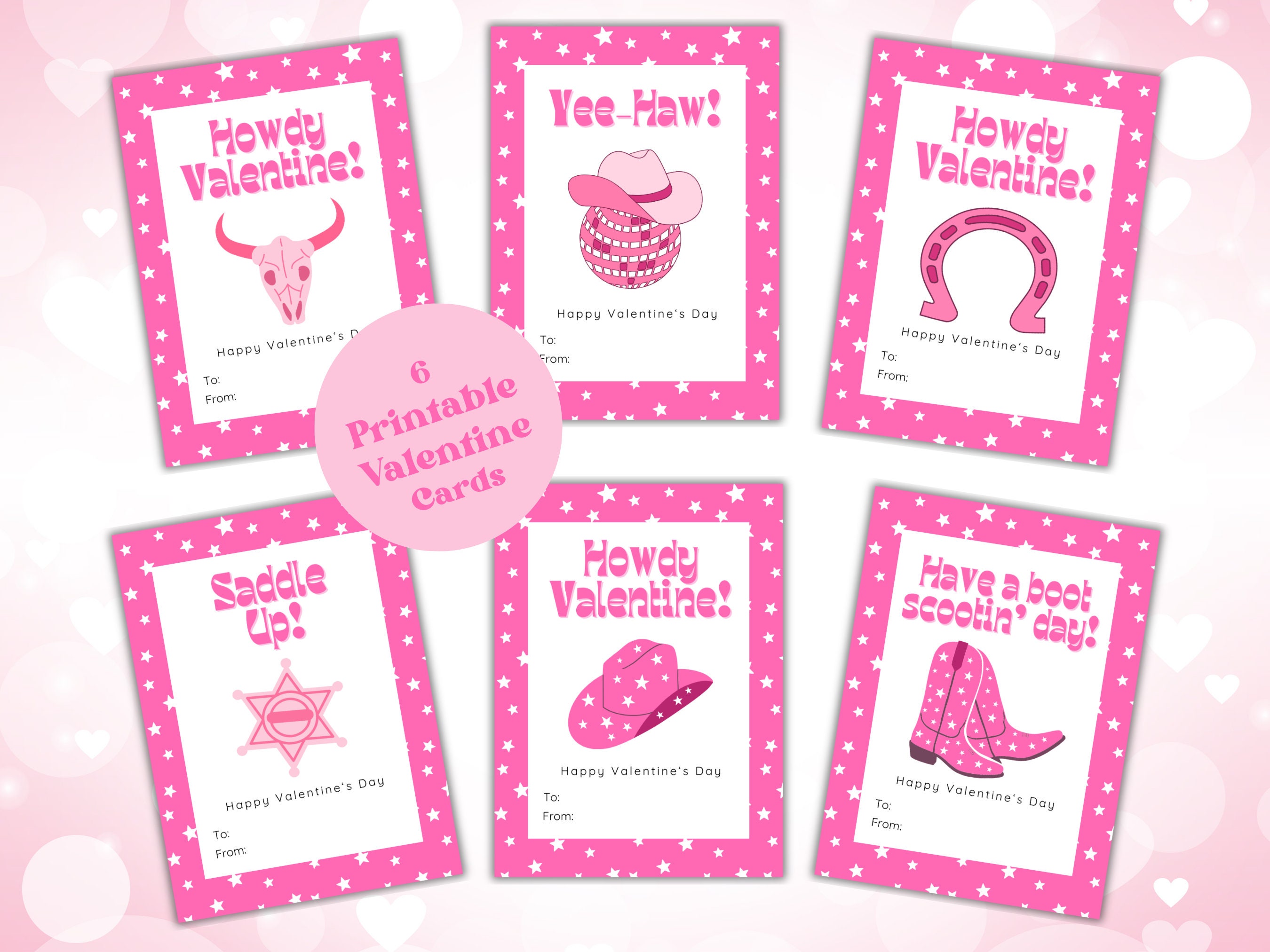 Printable Cowgirl Valentine's Day Cards, Cowgirl Valentine Cards for ...