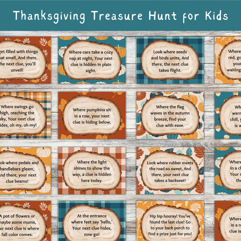 Thanksgiving Scavenger Hunt for Kids, Fall Outdoor Treasure Hunt ...
