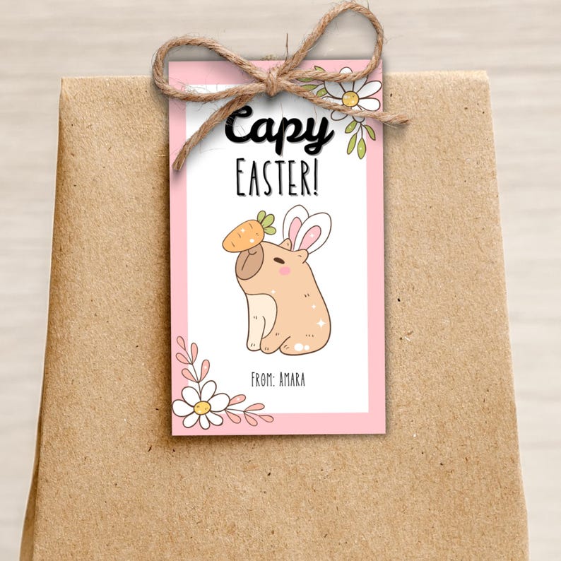 Editable Capybara Easter Gift Tags, Printable Treat Bag Label (PDF) - Etsy