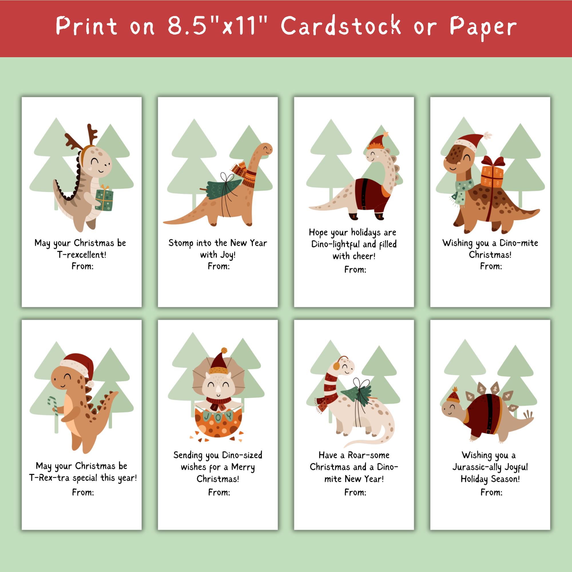 Printable Dinosaur Christmas Gift Tag, Christmas Classroom Favor Tags ...