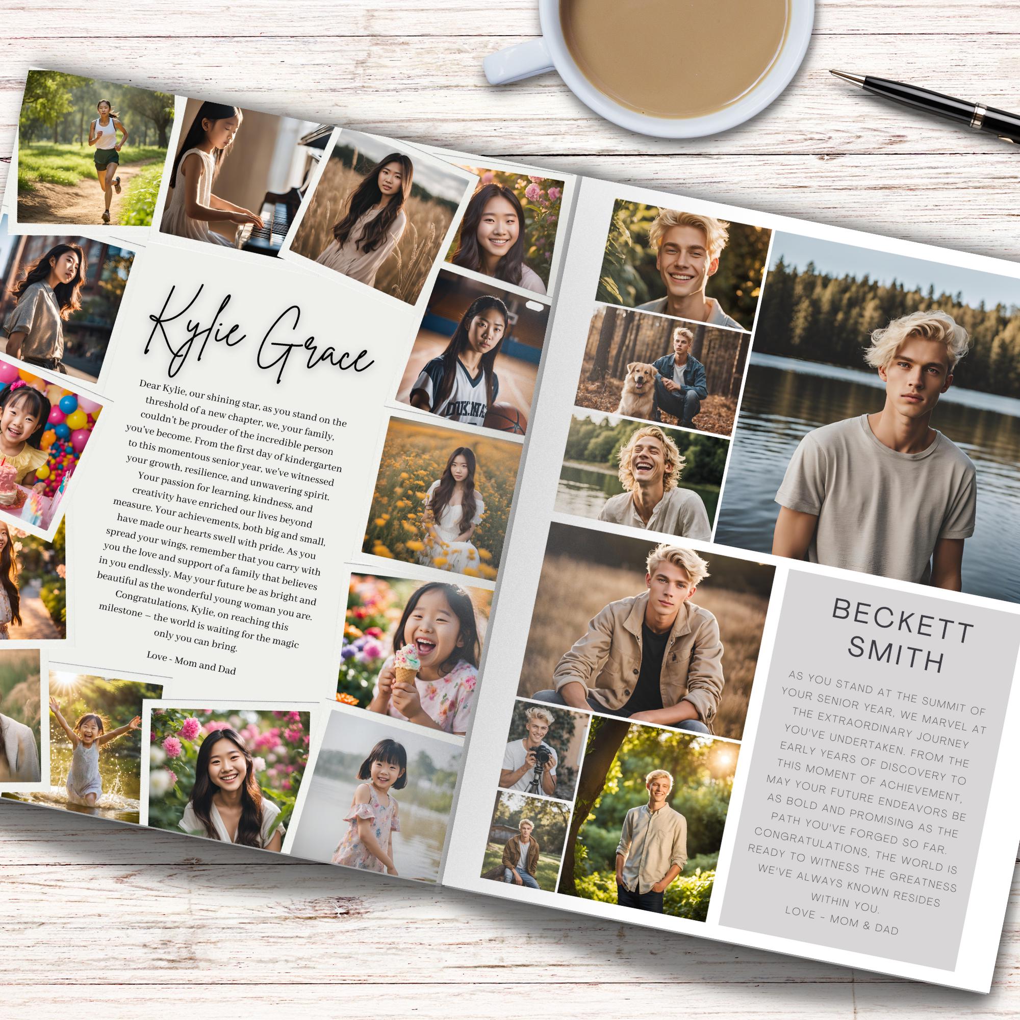 Senior Yearbook Ad Template Full Page Bundle: Photo Collage, Graduation ...