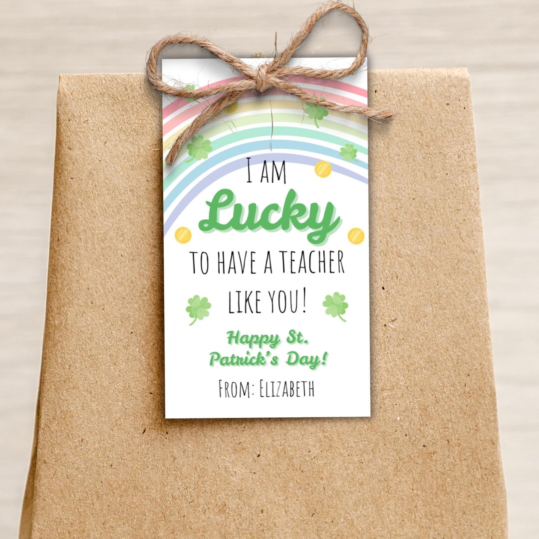 Editable St Patricks Day Gift Tag for Teacher, Printable Tags for ...