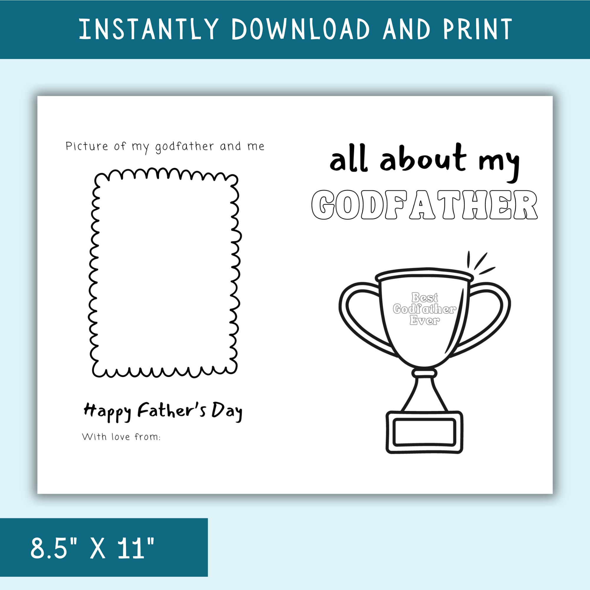 All About My Godfather Printable Book for Fathers Day Gift Idea ...