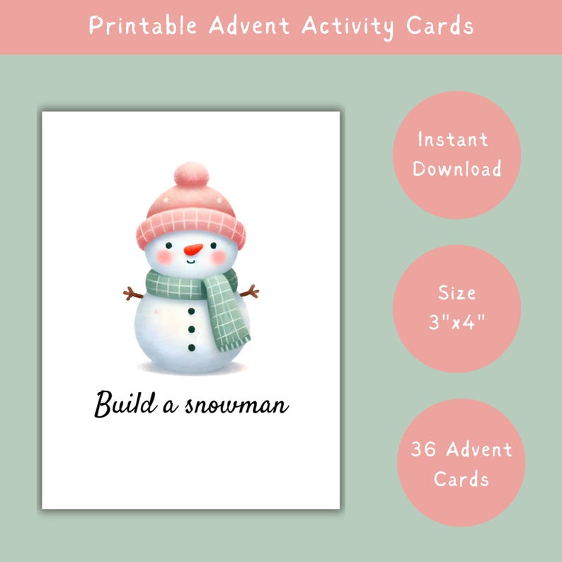 Printable Advent Activity Cards for Kids, Christmas Bucket List ...