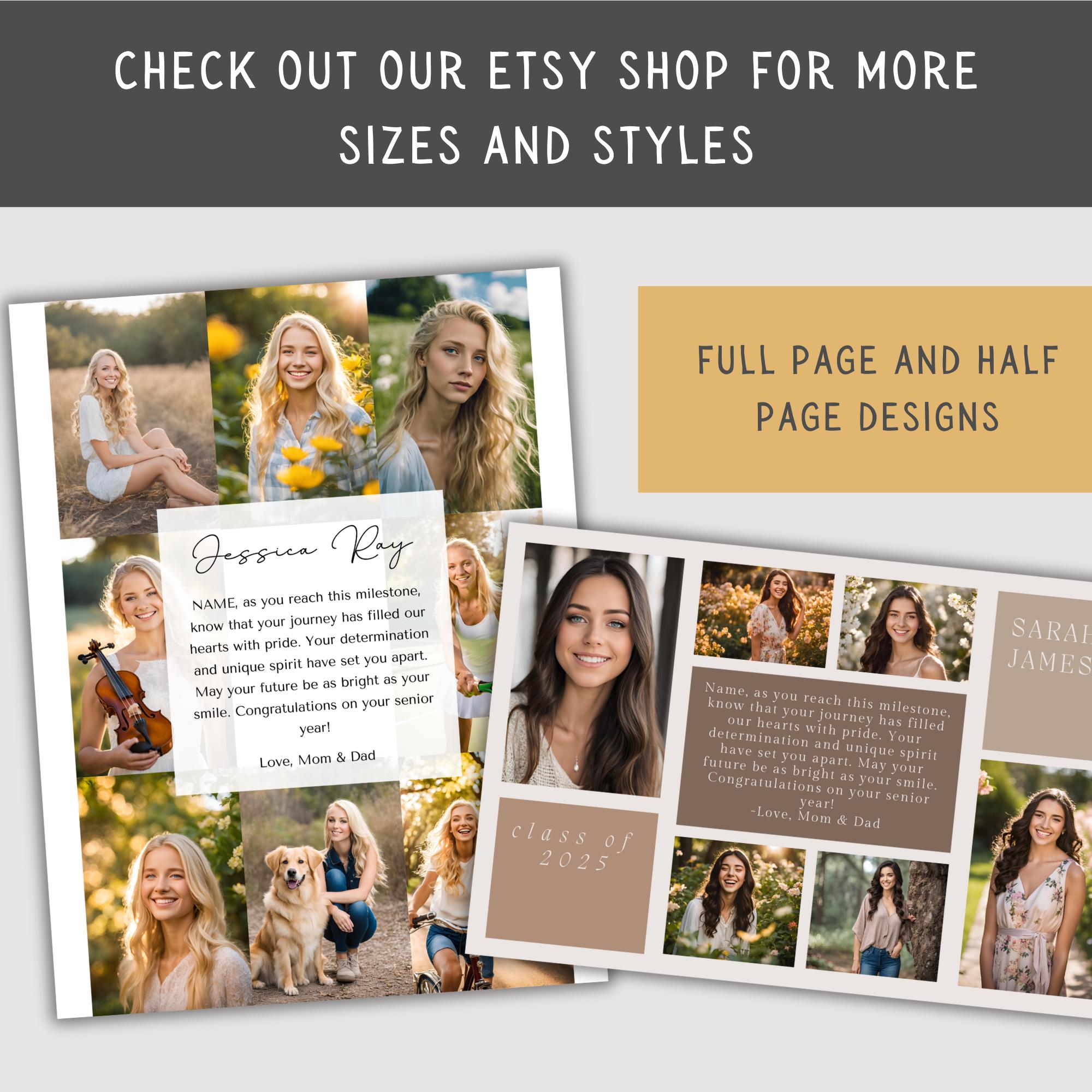Editable Quarter Page Yearbook Ad Layout, Senior Yearbook Ad Template ...