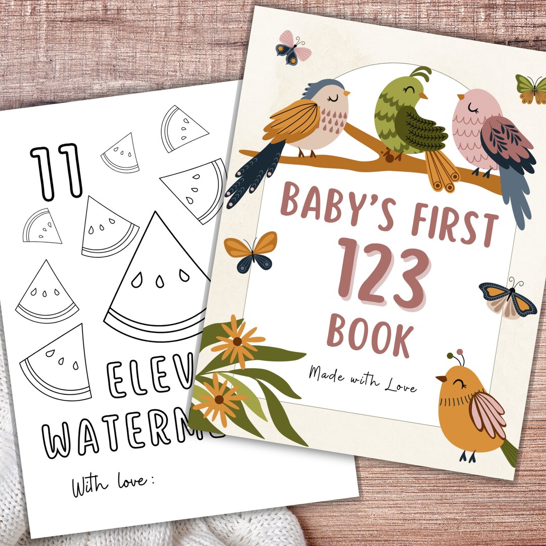 Boho Bird 123 Coloring Book: Baby Shower Guest Book (PDF Pattern) - Etsy