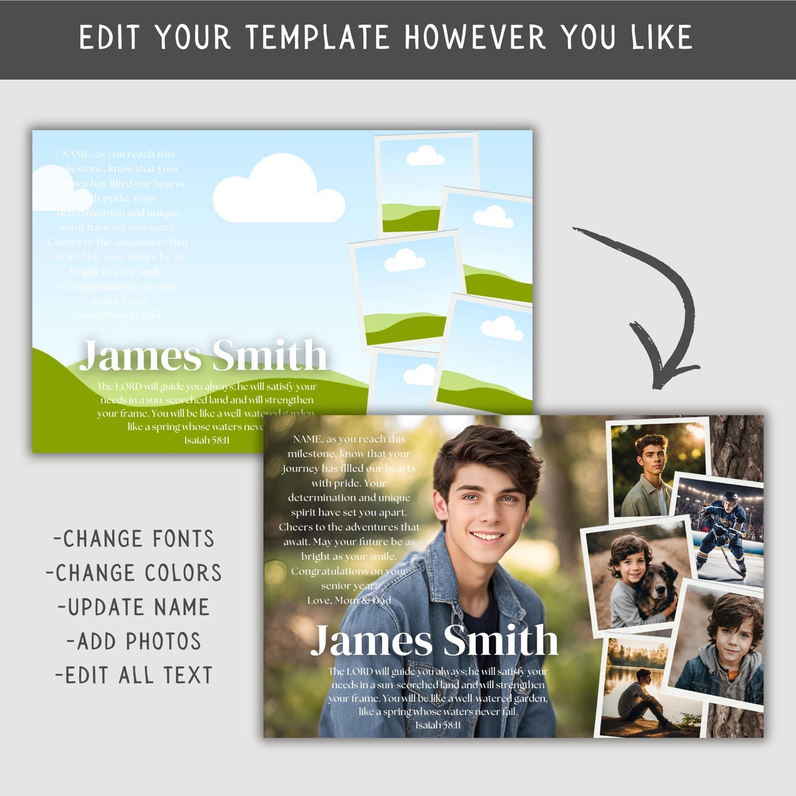 Half Page Yearbook Ad Boy, Editable Yearbook Ad Layout, High School ...