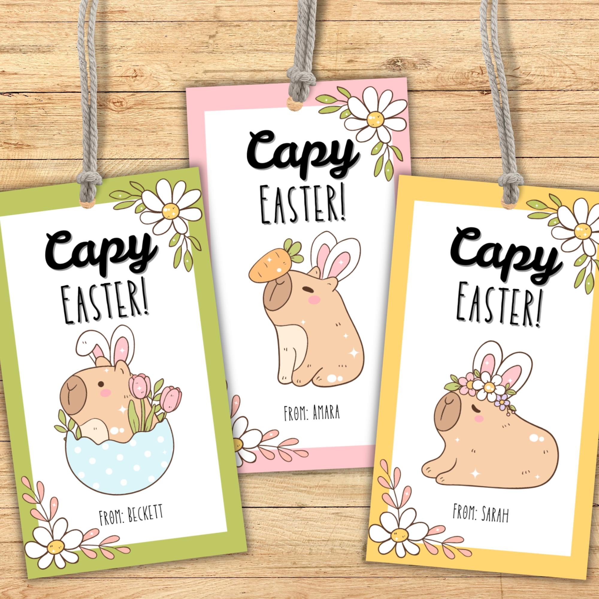 Editable Capybara Easter Gift Tag for Friend, Printable Tags for ...