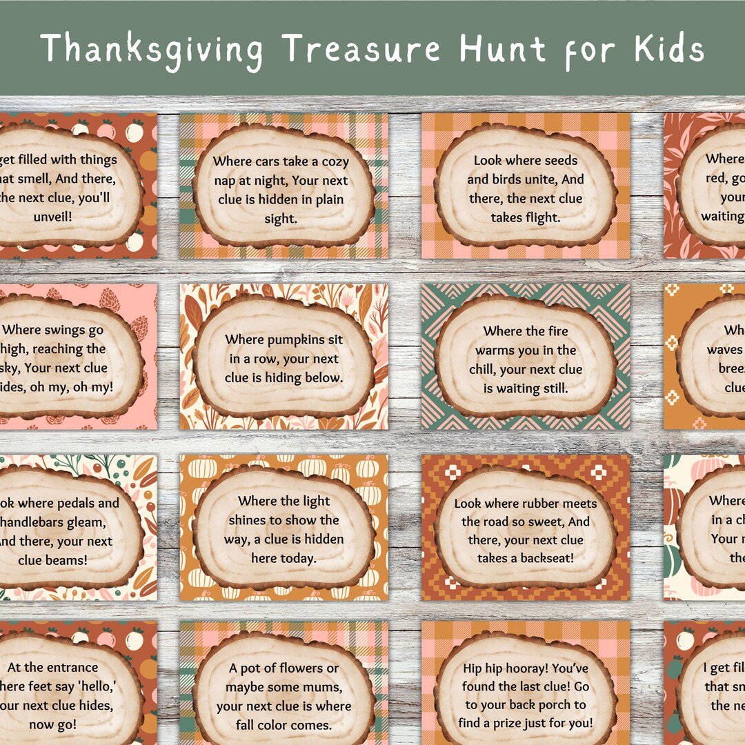 Thanksgiving Scavenger Hunt for Kids, Fall Outdoor Treasure Hunt ...