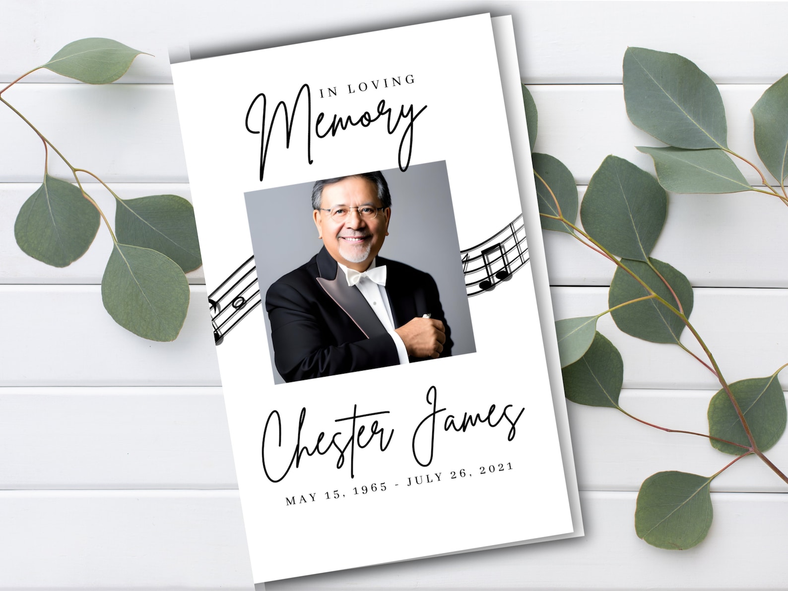 Music Note Funeral Program Template, Printable Musical Memorial Service ...