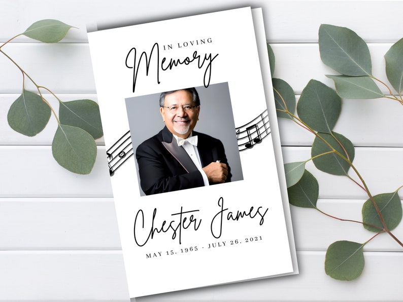 Music Note Funeral Program Template: Editable Memorial Service (digital ...