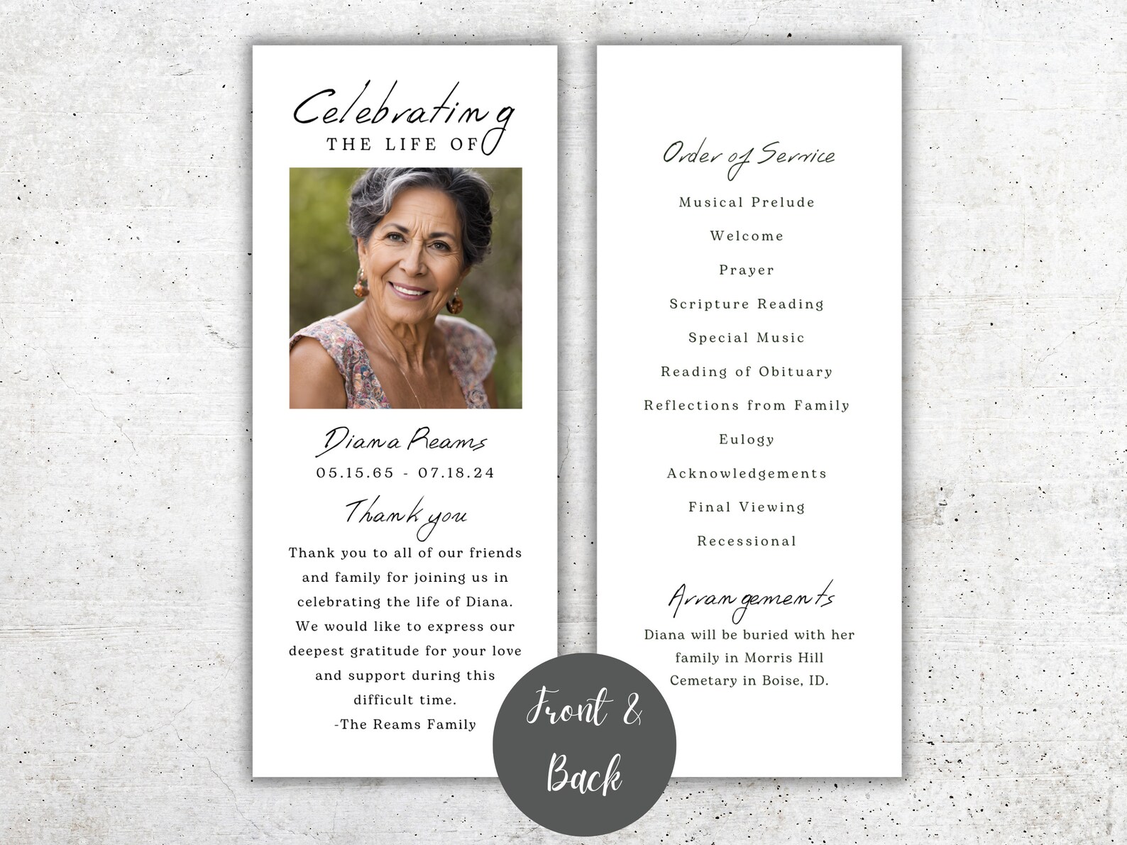 Minimal Funeral Program Template, Double Sided Funeral Program Template ...
