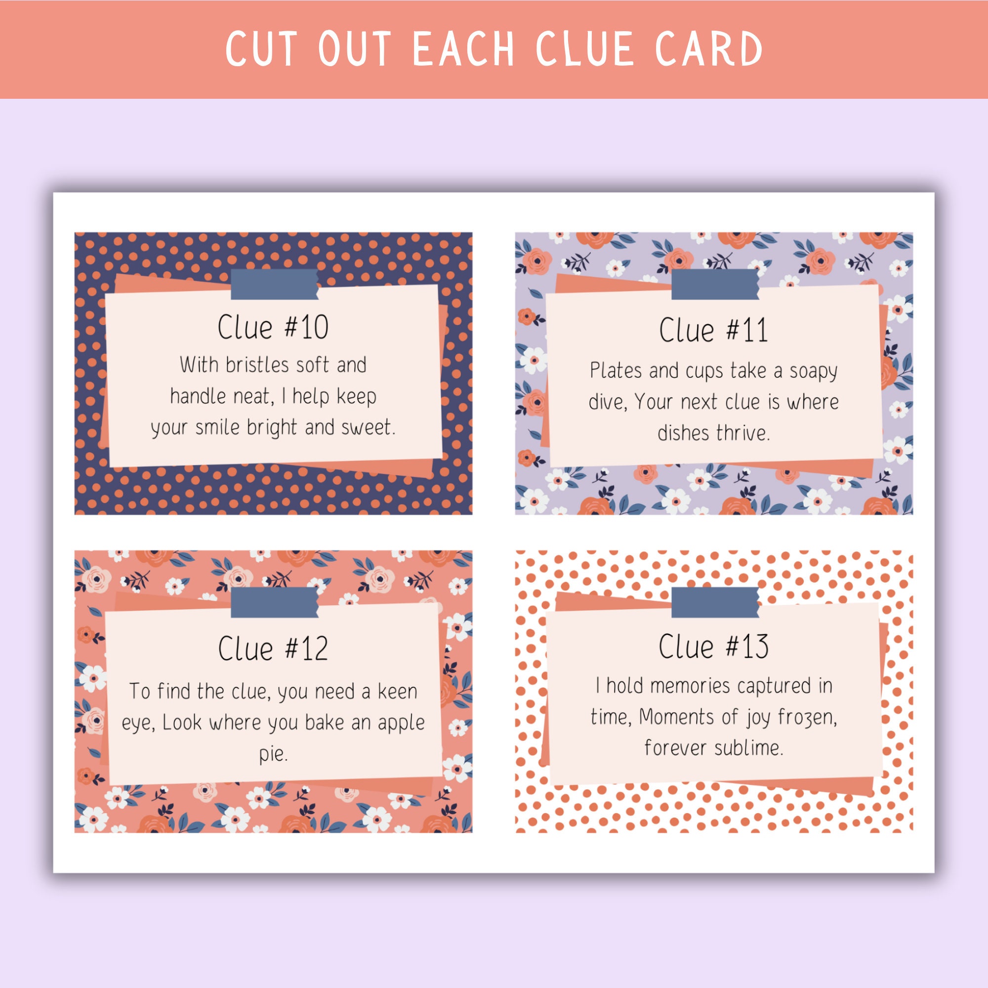 Mother's Day Treasure Hunt Clue Cards, Mother's Day Scavenger Hunt ...