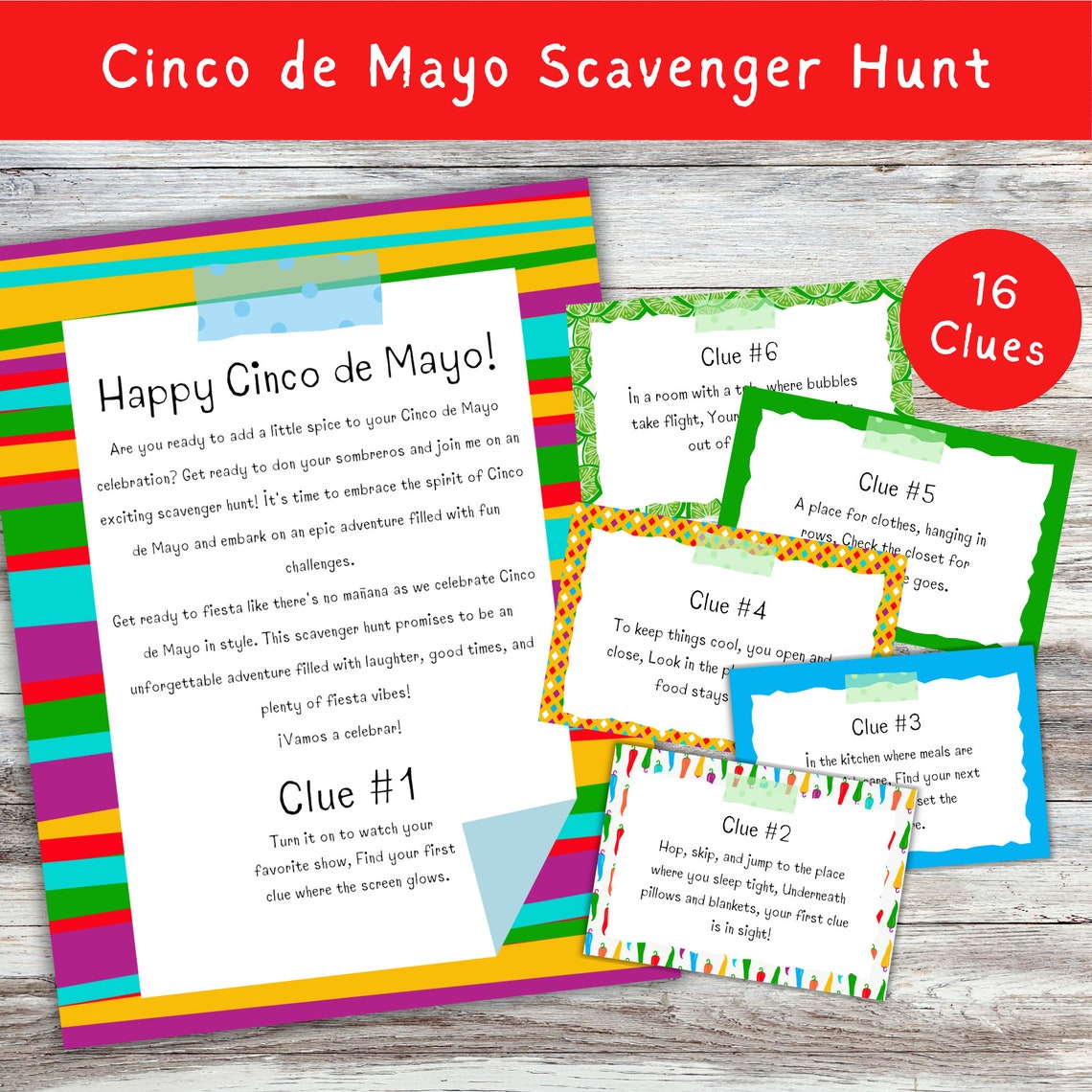 Cinco De Mayo Scavenger Hunt for Kids, Mexican Fiesta Treasure Hunt ...