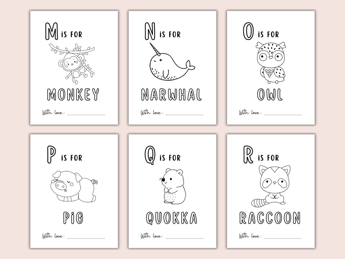 ABC Coloring Book Baby Shower Alphabet Coloring Pages for - Etsy