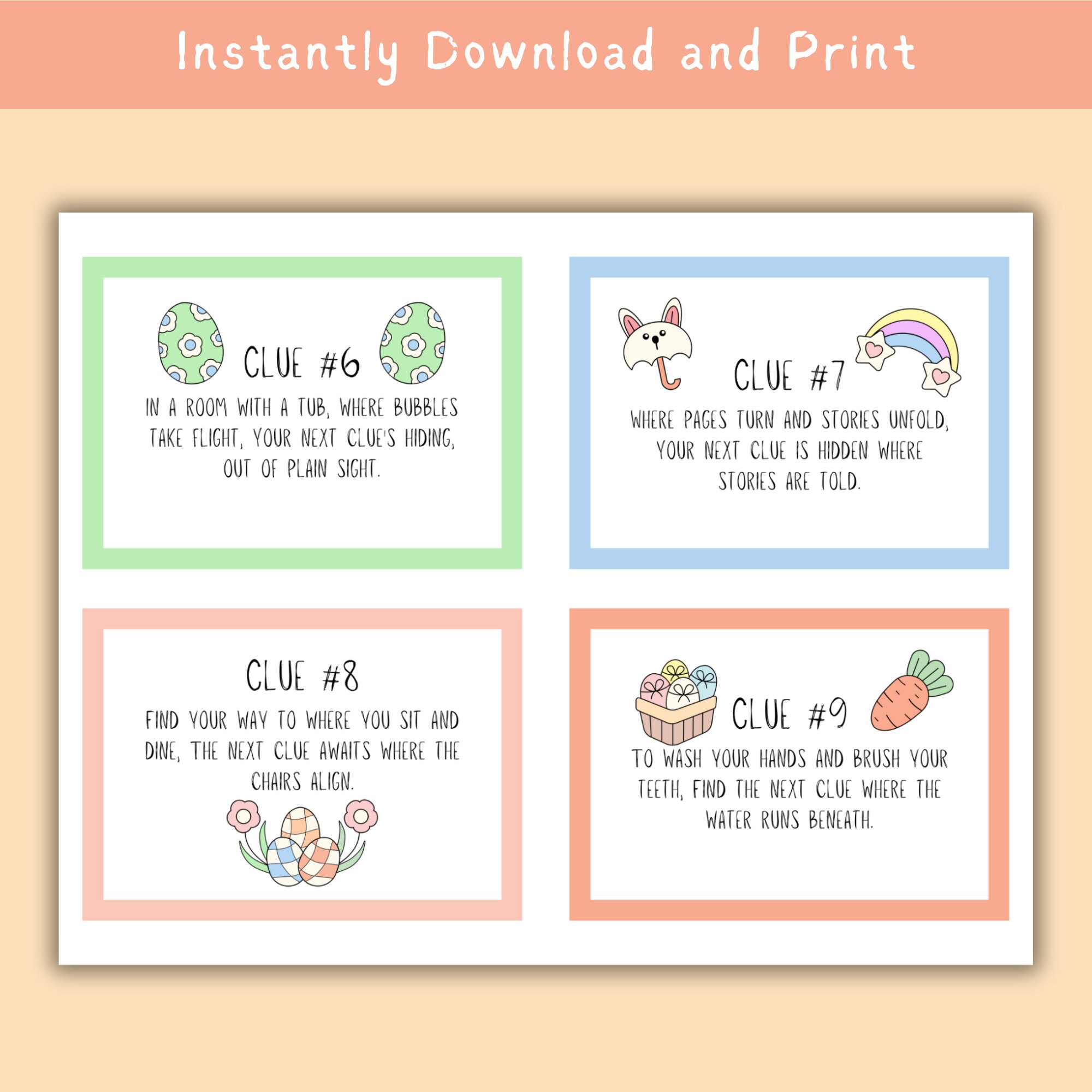 Easter Scavenger Hunt Printable: Kids' Treasure Hunt, Bunny Letter (PDF ...