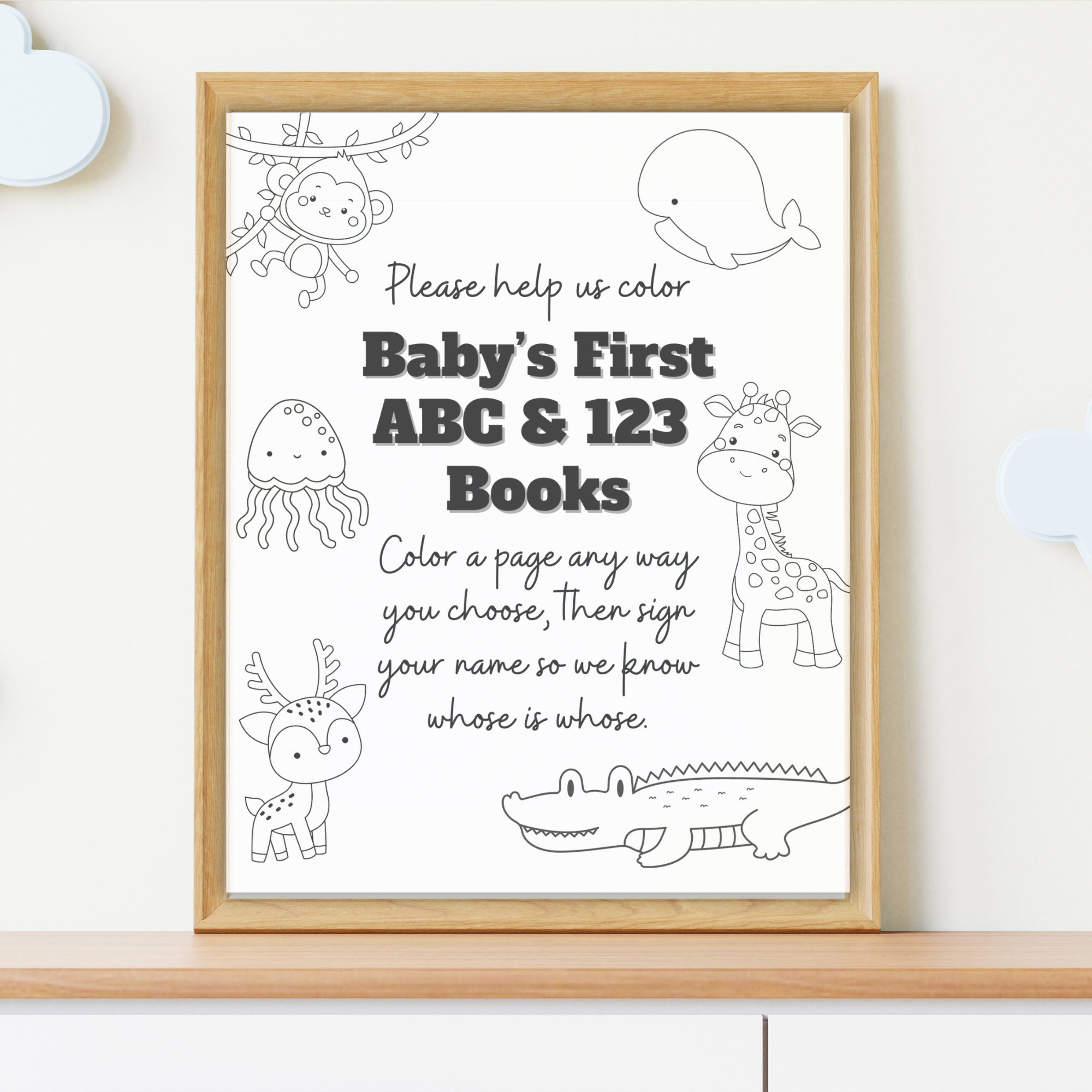 ABC Book Baby Shower Coloring Pages, Baby's First Alphabet Book ...
