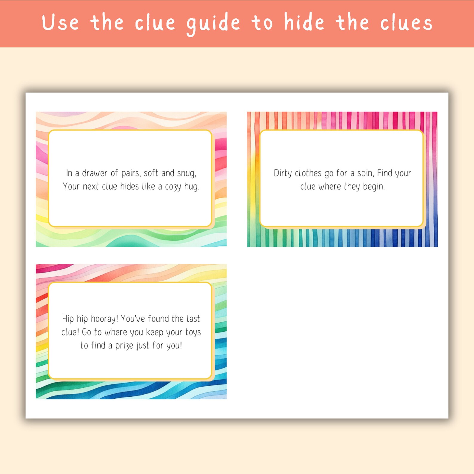 Pregnancy Reveal Scavenger Hunt for Siblings: Printable Clue Cards ...