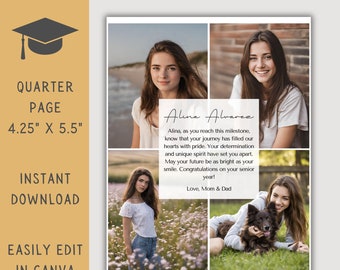 Quarter Page Senior Yearbook Ad Template, Editable Yearbook Ad Layout ...