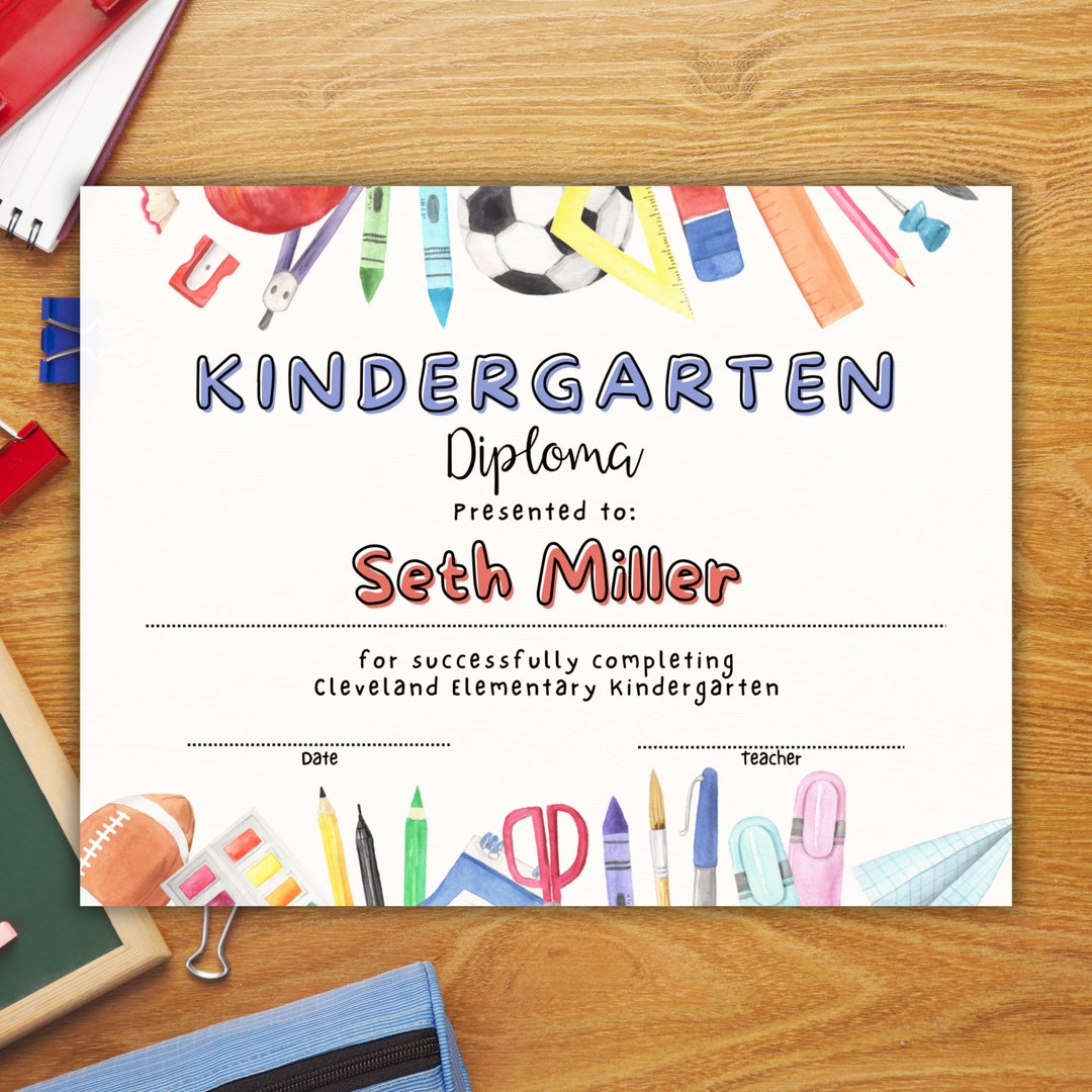 Editable Kindergarten Graduation Diploma Canva, Printable Graduation ...