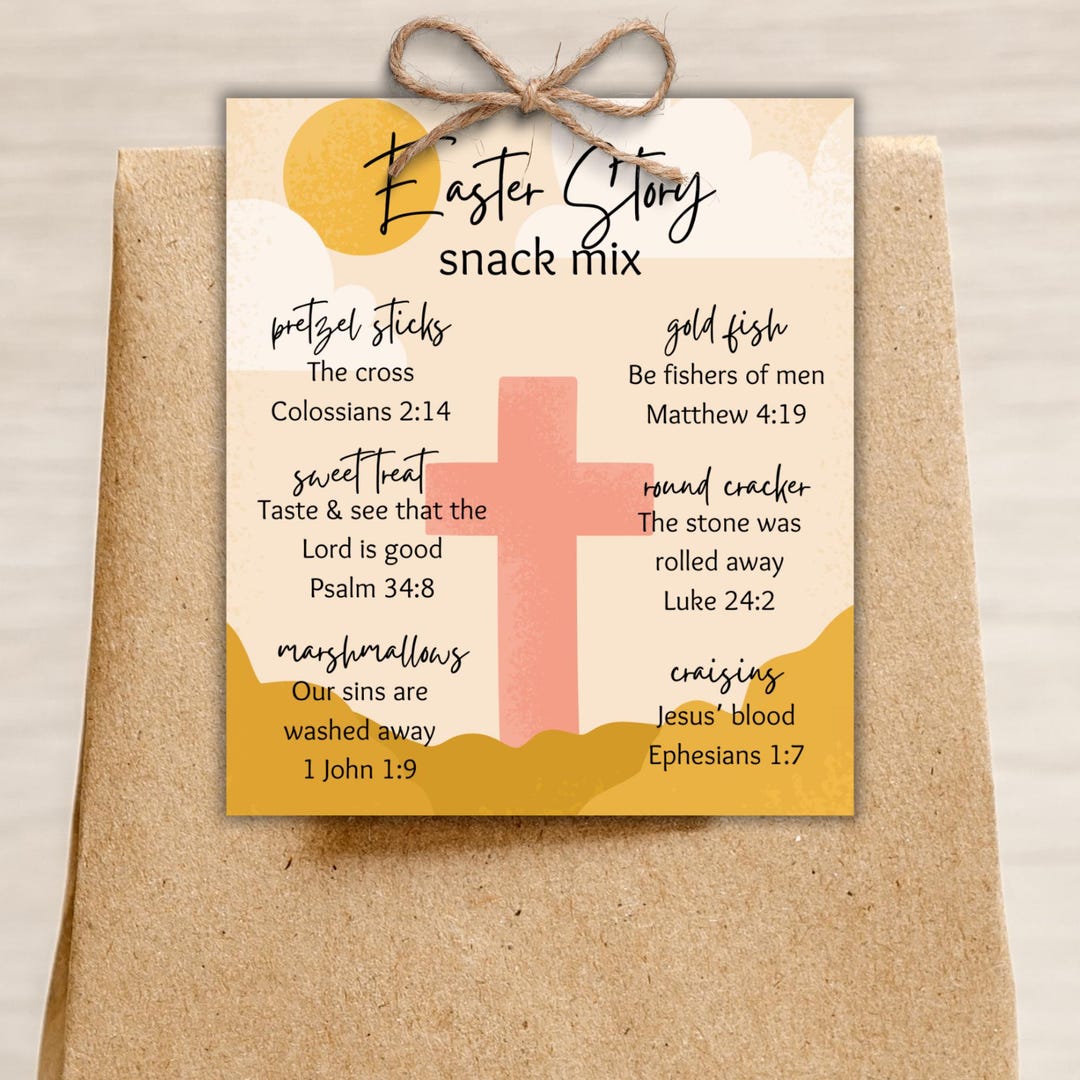 Easter Story Snack Mix Printable Tag, Religious Easter Activities ...