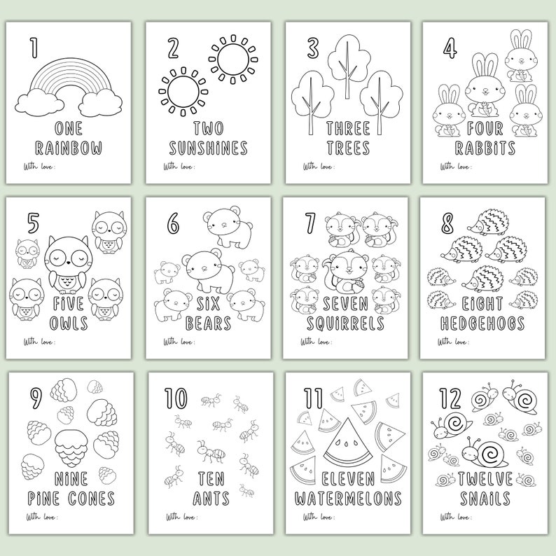 Safari Animal ABC 123 Coloring Book: Baby Shower Guest Book (PDF ...