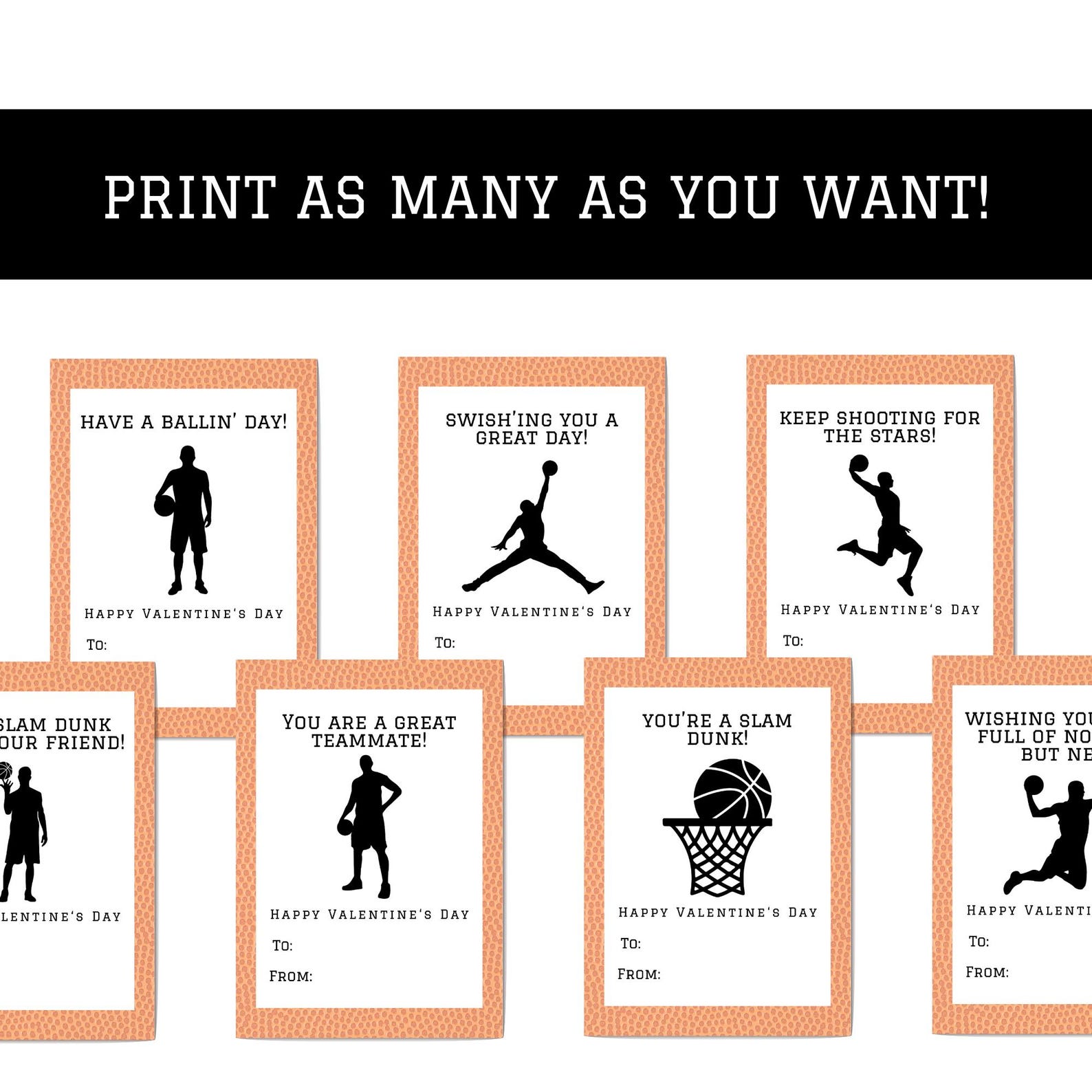 Printable Basketball Valentines Day Card, Basketball Pun Valentine ...