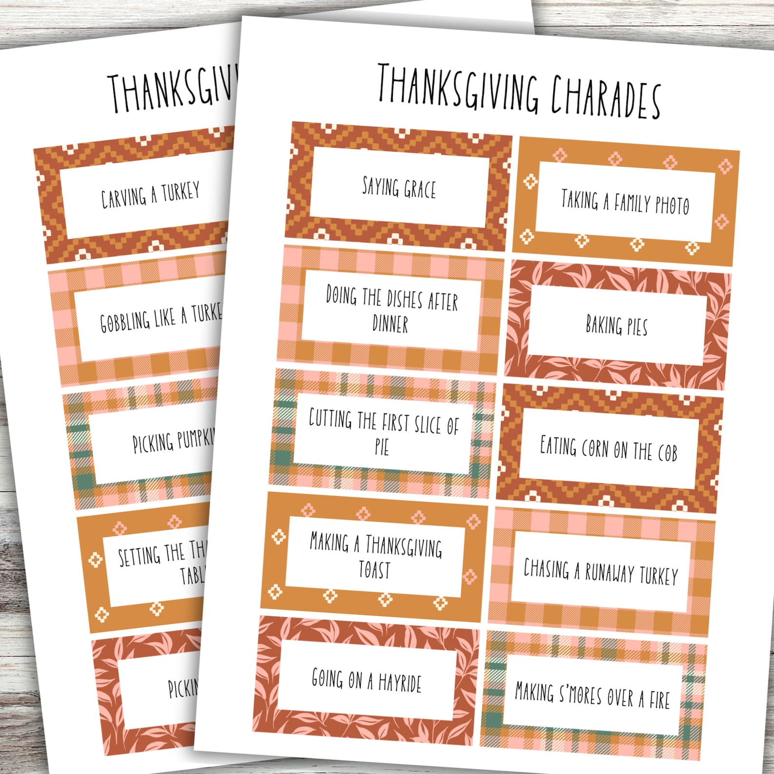Printable Thanksgiving Charades for Kids, Thanksgiving Activity for ...